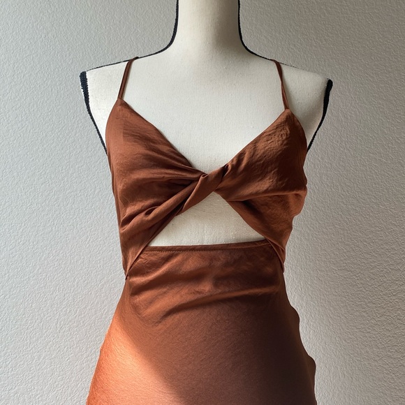 Beige Botany | Dresses | Beige Botany Copper Satin Dress | Poshmark